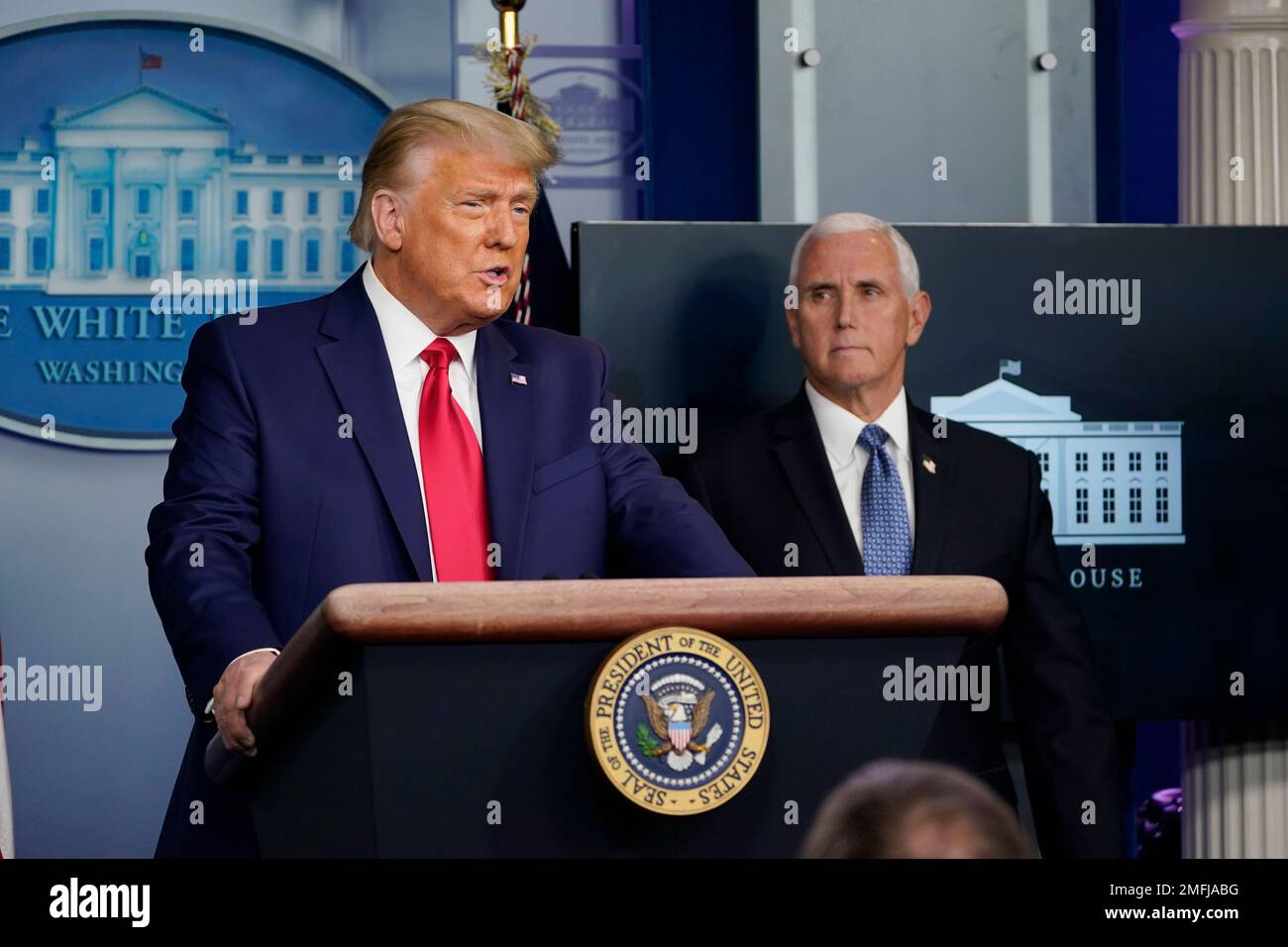 President Donald Trump speaks in the Brady Briefing Room in the White ...