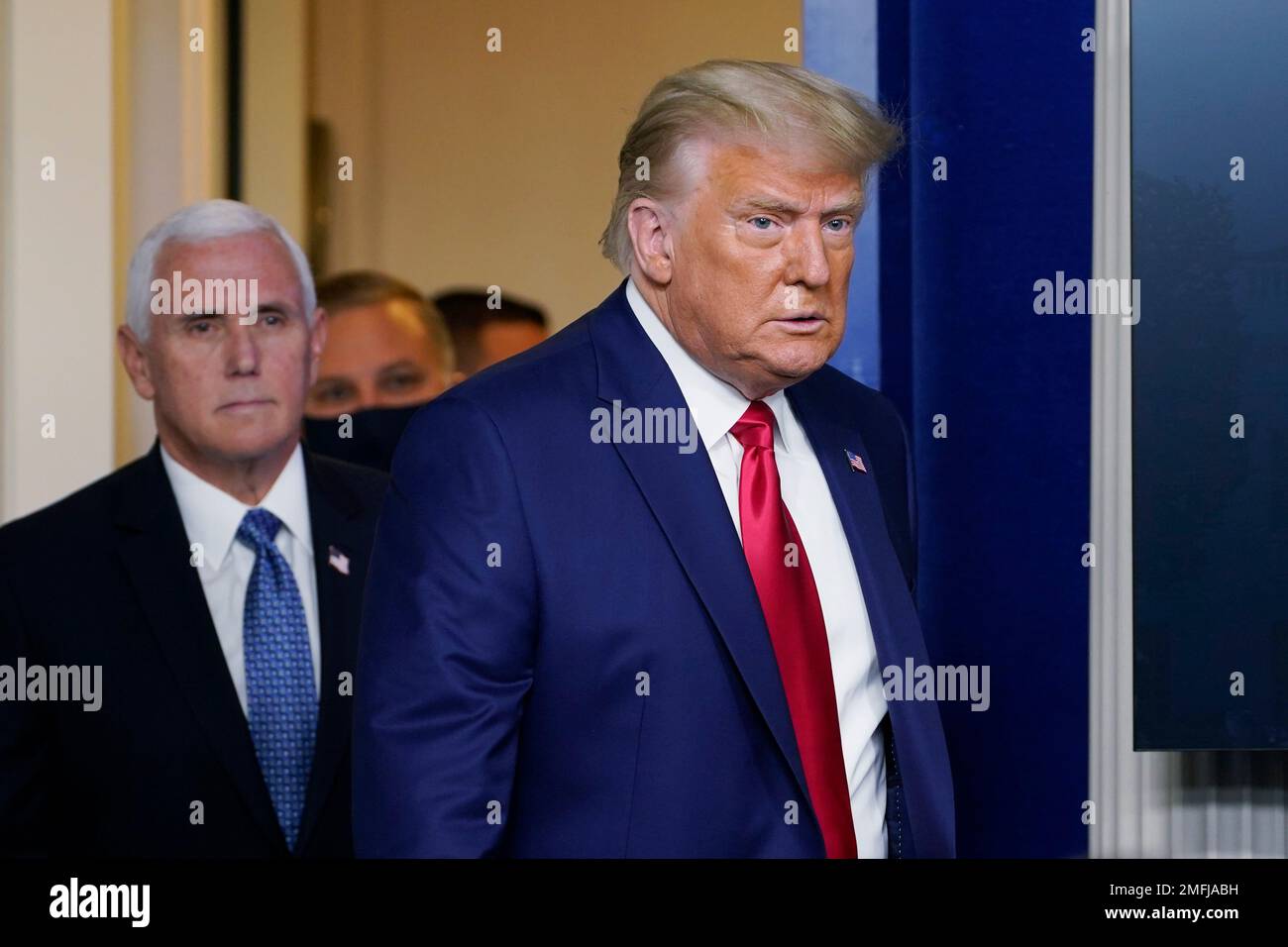 President Donald Trump walks out to speak in the Brady Briefing Room in ...