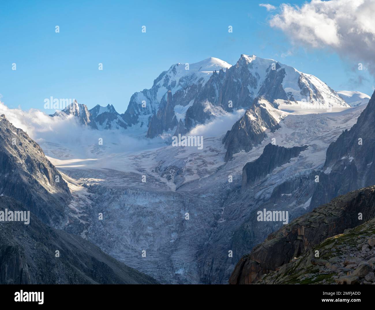 The Mont Blanc massif in the sunset light - Savoy alps Stock Photo - Alamy
