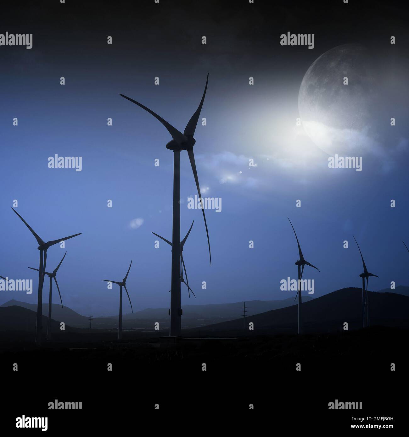 Wind power plant. New turbine technology system. Renewable energy and ...