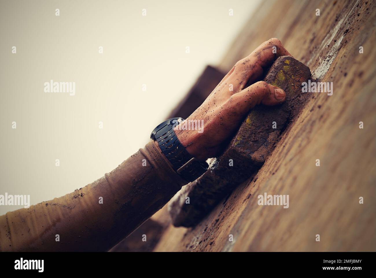 Mud race runners, obstacles during extreme obstacle race Stock Photo ...