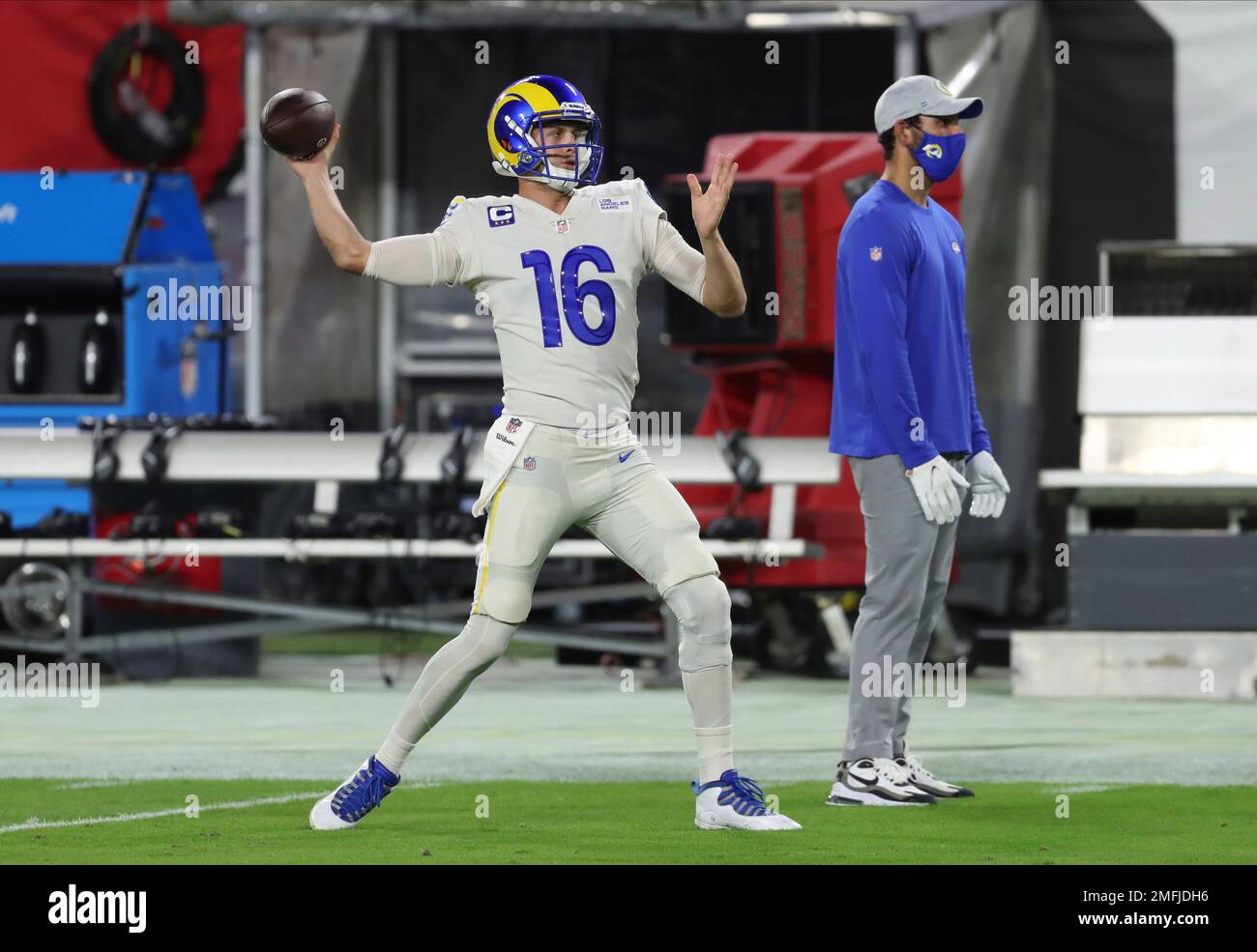 Los Angeles Rams quarterback Jared Goff (16) before an NFL football ...