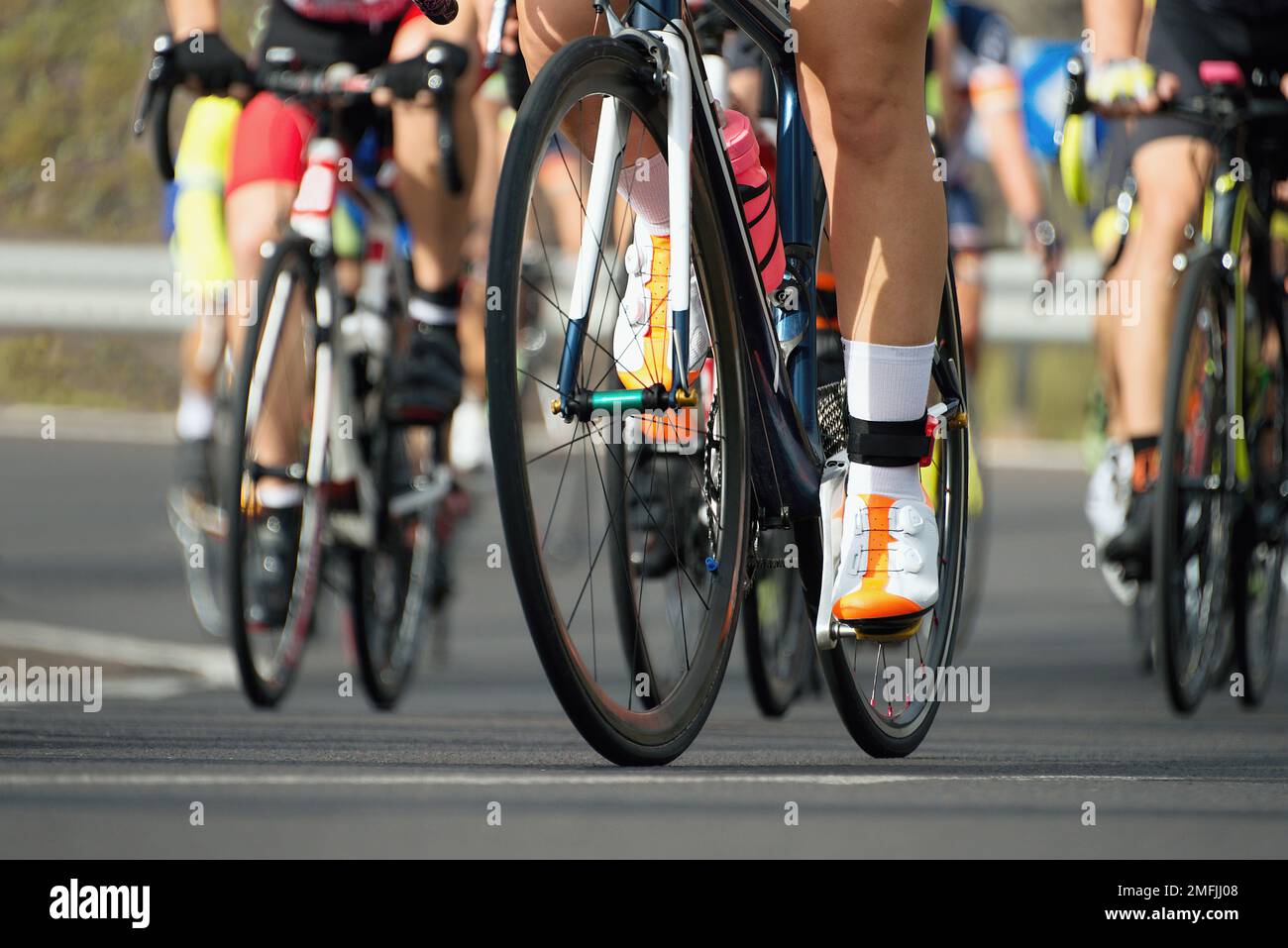 Cycling competition, cyclist athletes riding a race at high speed Stock ...