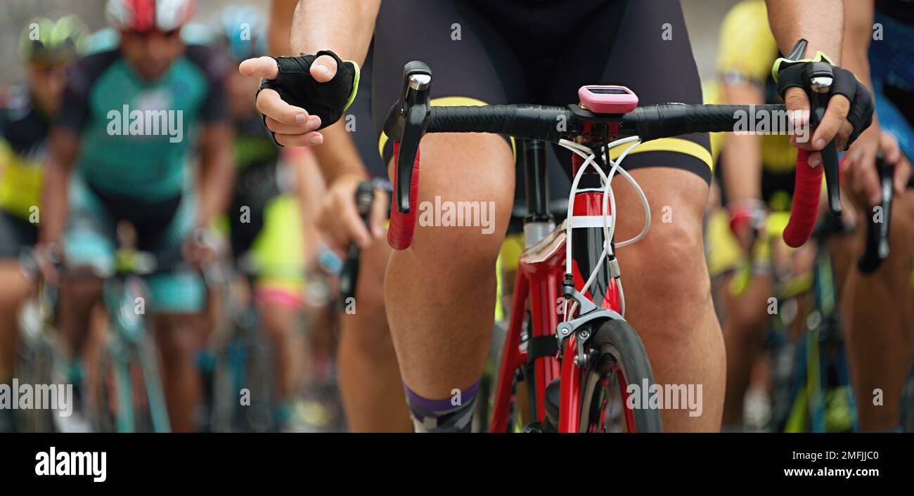 Cycling competition, cyclist athletes riding a race at high speed Stock ...