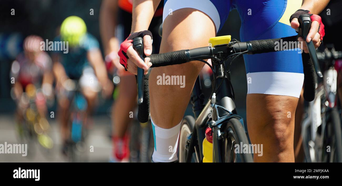 Cycling competition, cyclist athletes riding a race at high speed Stock ...