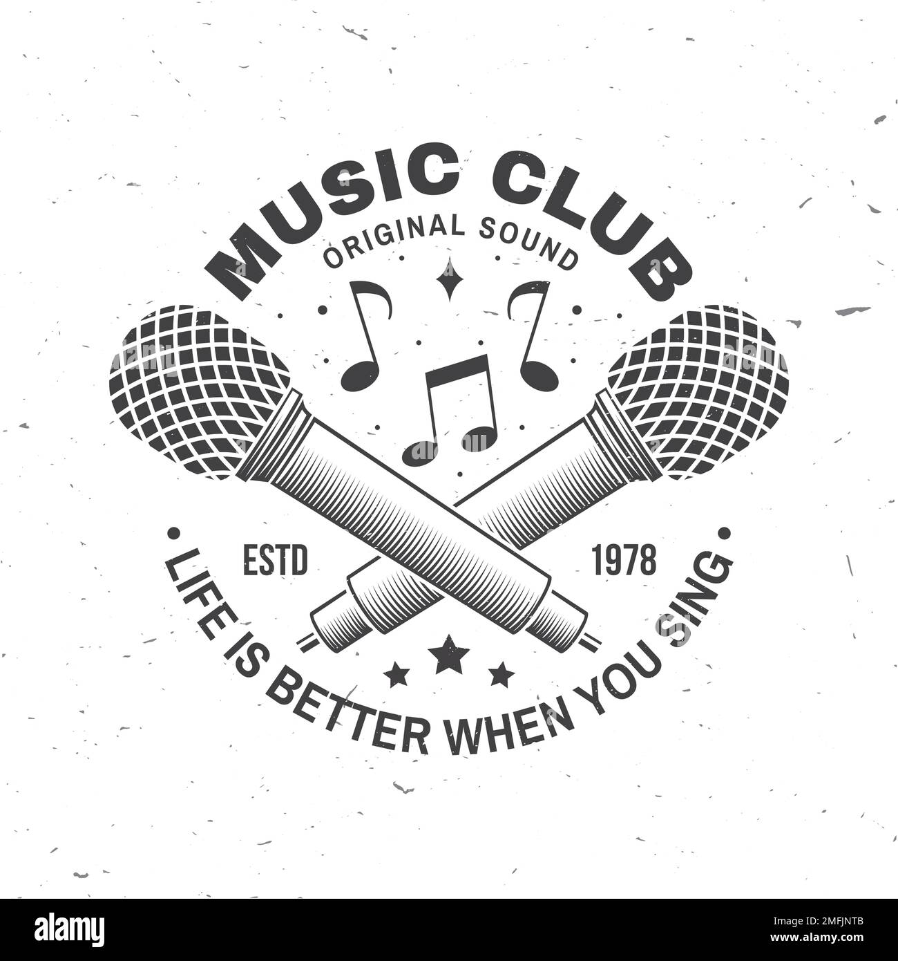 Music club logo, badge, label. Retro poster, banner with microphone ...