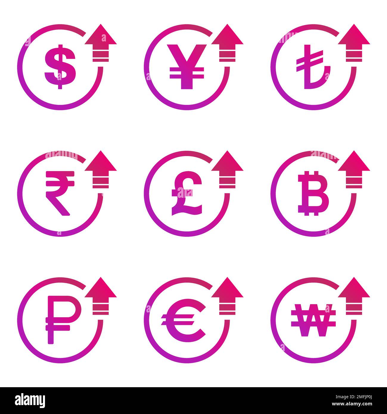 Cost symbol dollar euro increase icon. Income vector symbol image ...