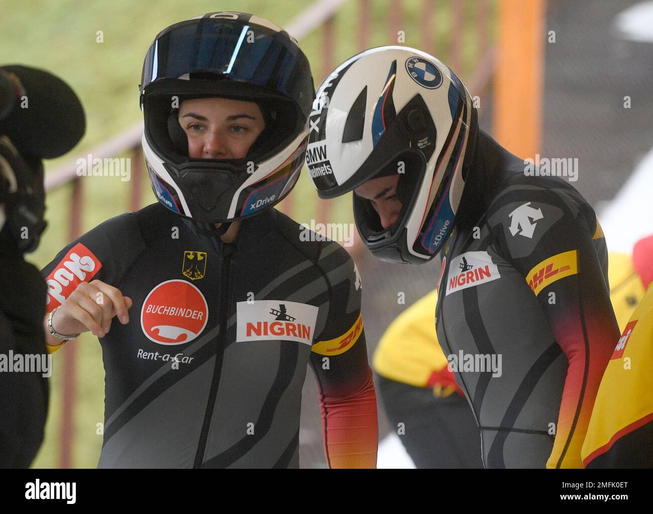 Kim Kalicki, left, and Anabel Galander of Germany react after they ...