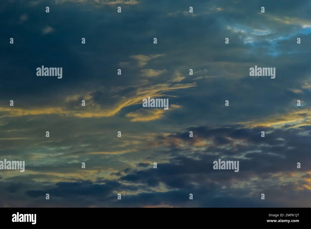 sunset sky with multicolor clouds. Dramatic twilight sky background ...