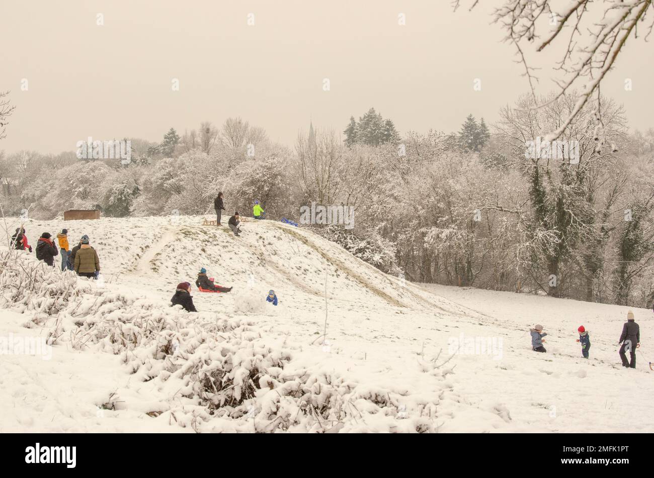 Aachen January 2023: The landscape with snow in Aachen Eilendorf Stock ...