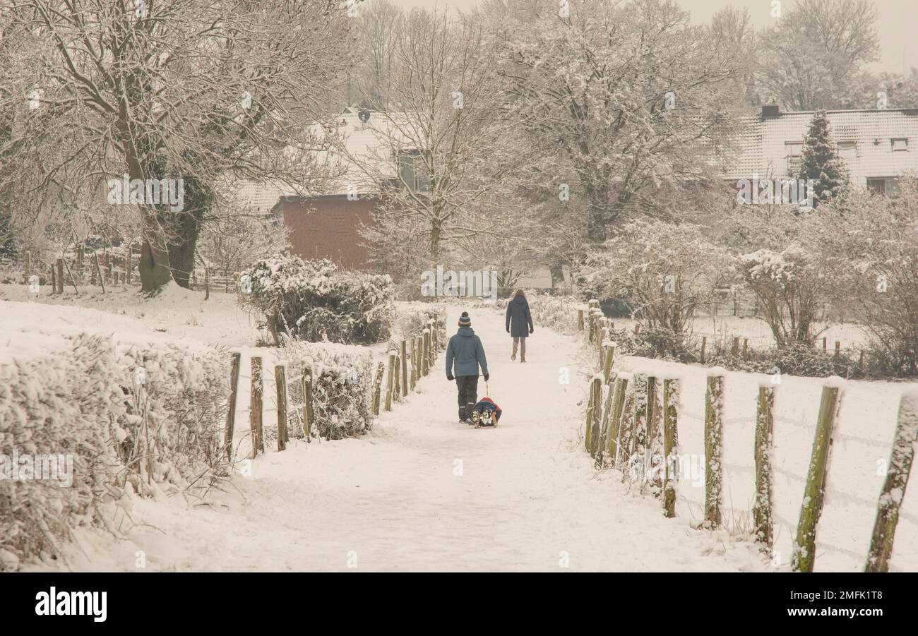 Aachen January 2023: The landscape with snow in Aachen Eilendorf Stock ...