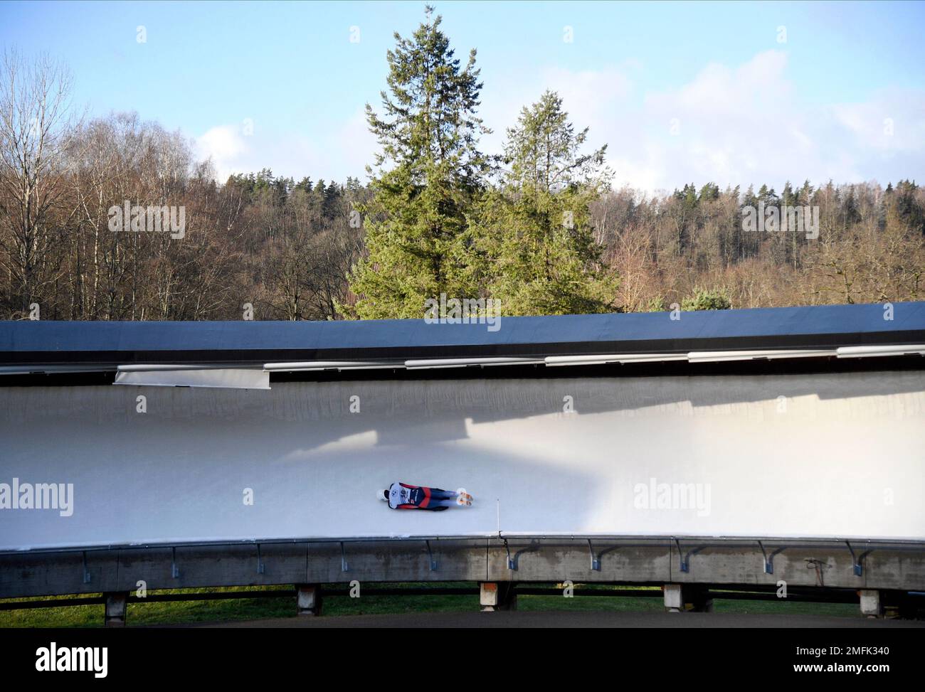 Amelia Coltman of Great Britain speeds down the track during her first ...
