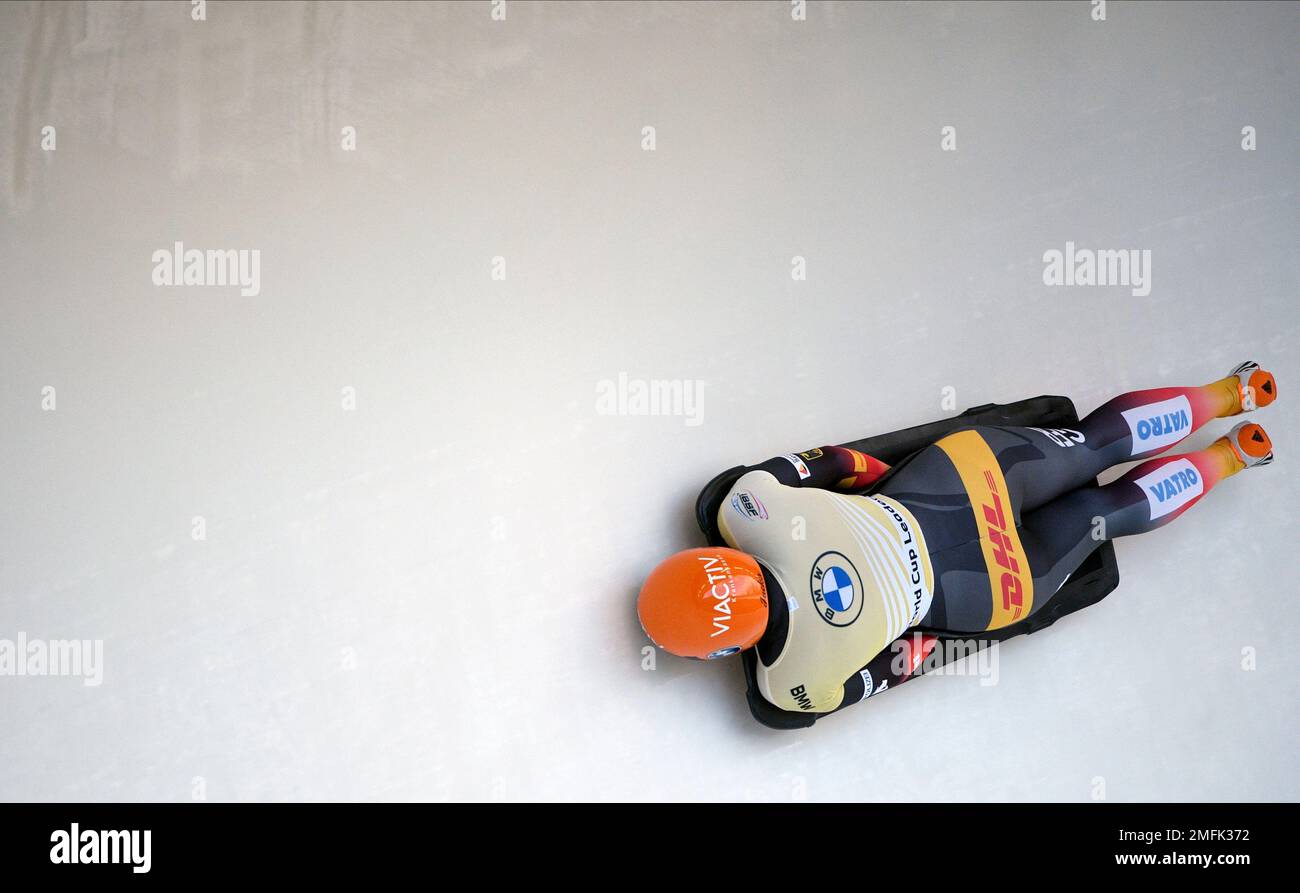 Jacqueline Loelling of Germany speeds down the track during her first ...