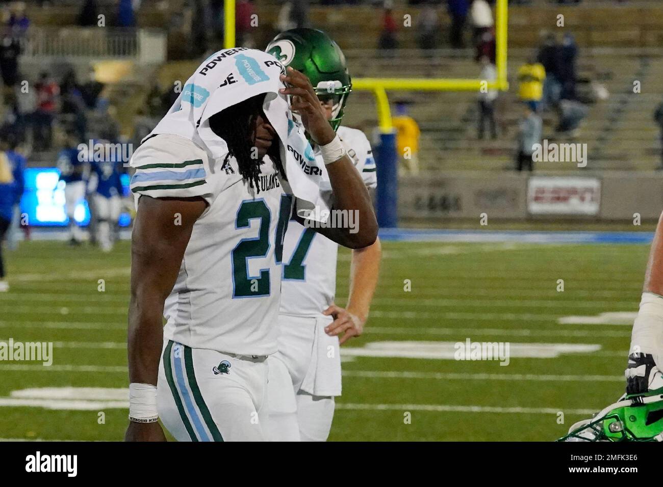 Tulane linebacker Dorian Williams (24) walks off the field after Tulsa ...