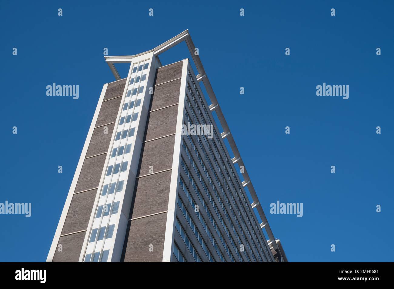 Exterior of Lunar House in Croydon, completed in 1970 by Harry Hyams ...