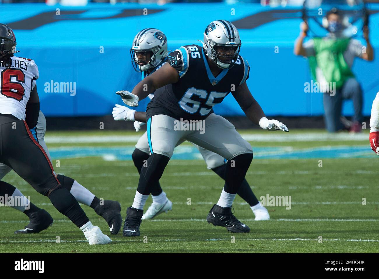 Carolina Panthers guard Dennis Daley (65) during an NFL football game ...