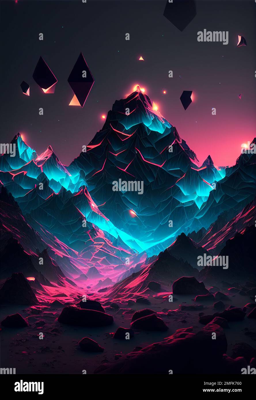 An AI generated illustration of a shining purple and blue mount with ...