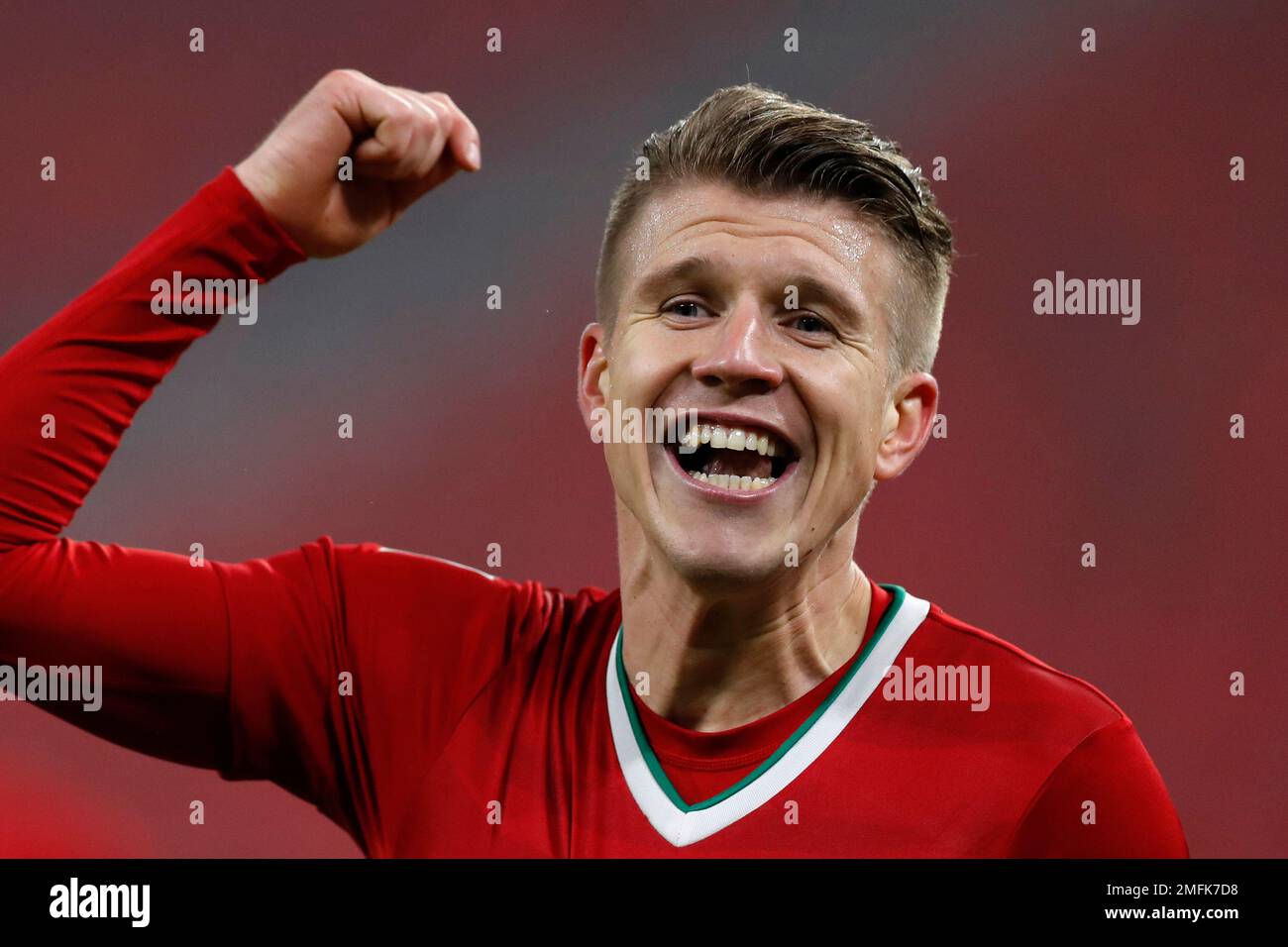 Hungary's David Siger celebrates after scoring the opening goal during ...
