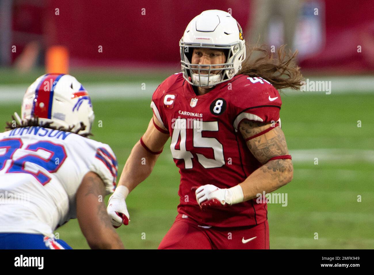 Arizona Cardinals linebacker Dennis Gardeck (45) in action against the ...
