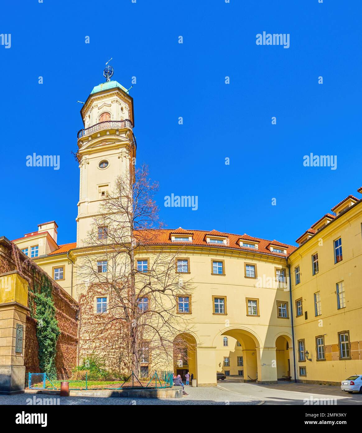 Panorama of Clementinum with astronomical tower, the historical complex ...