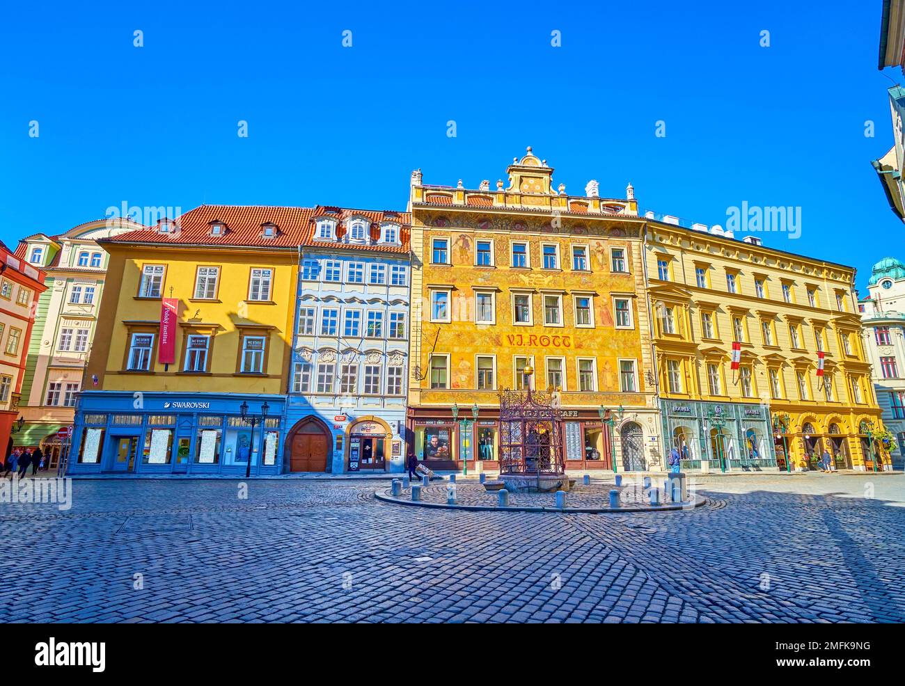 PRAGUE, CZECHIA - MARCH 11, 2022: Medieval townhouses with great ...