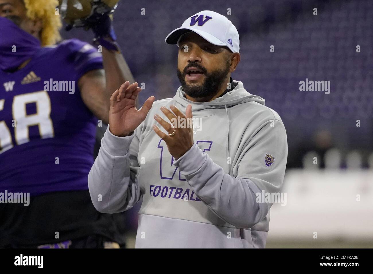 Washington head coach Jimmy Lake reacts after an NCAA college football ...