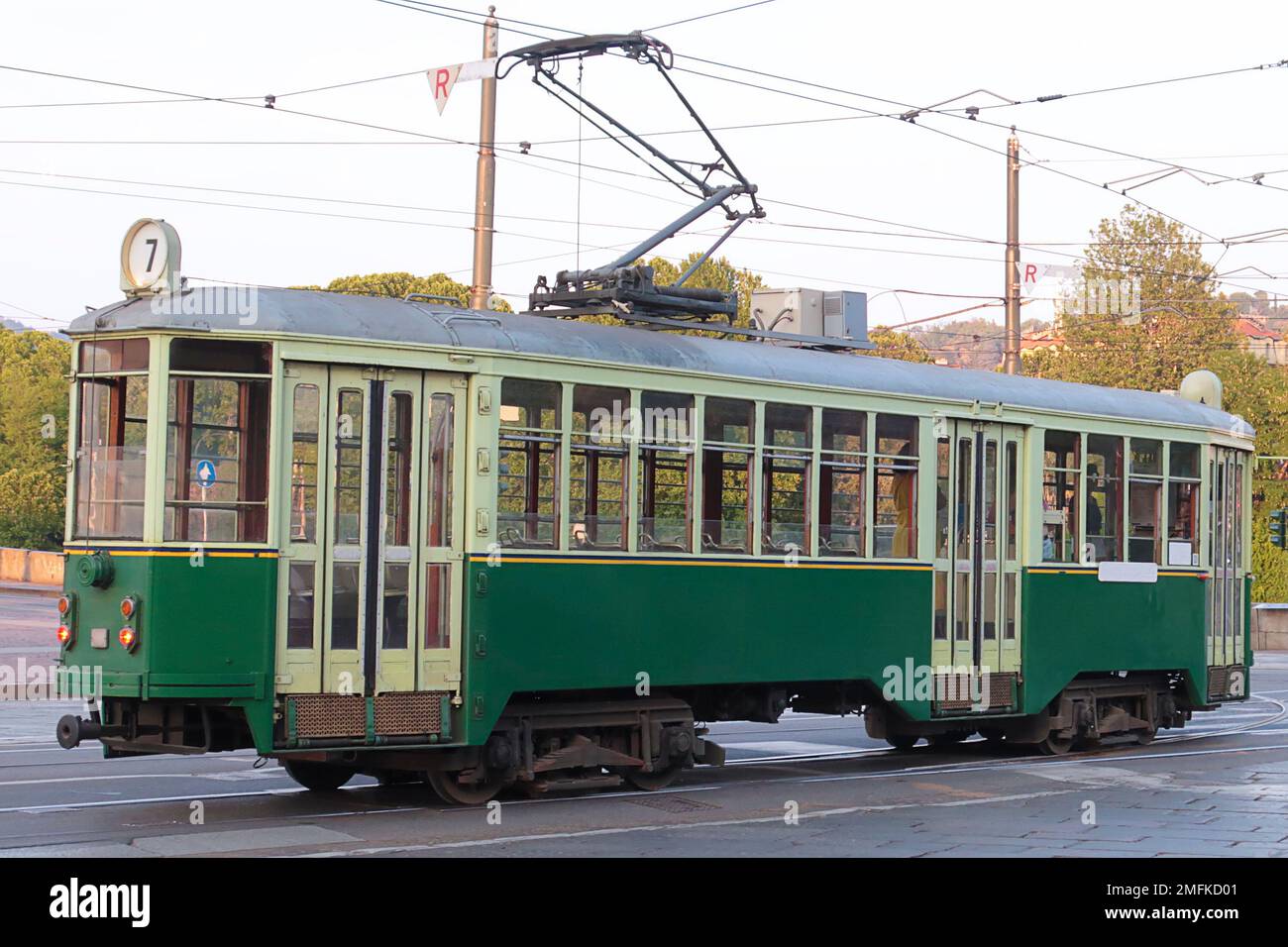 Classic tram in Turin, Italy Stock Photo - Alamy