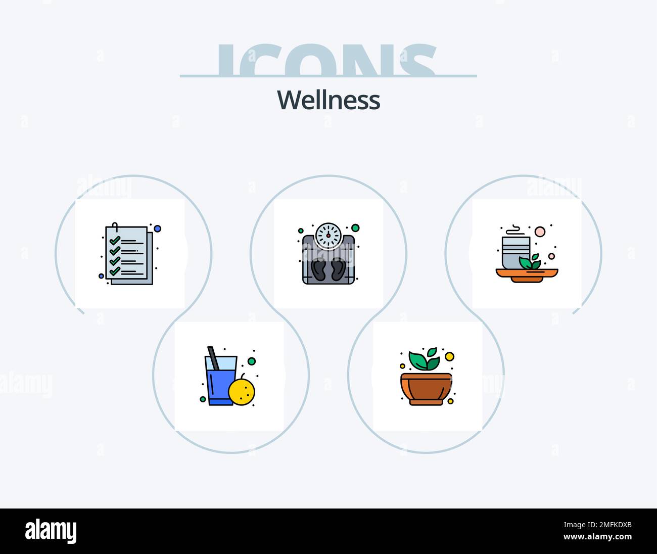 Wellness Line Filled Icon Pack 5 Icon Design. salad. food. no. spa ...