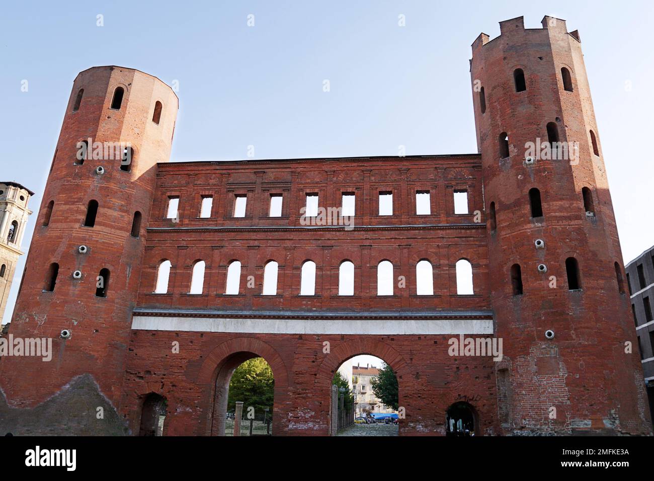 The Palatine Gate a Roman Age city gate located in Turin, Italy Stock ...