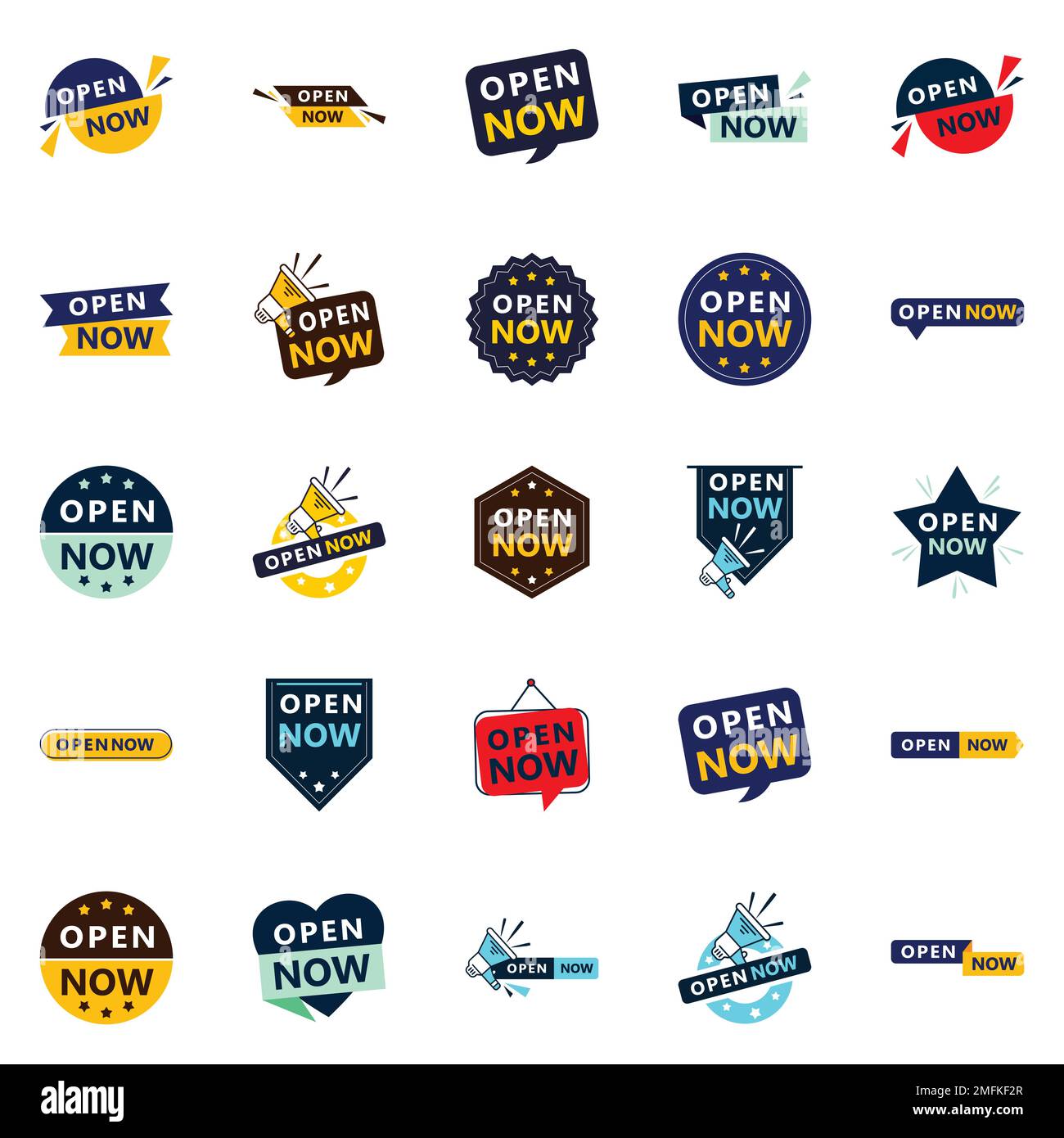 Now open banner sign Stock Vector Images - Alamy
