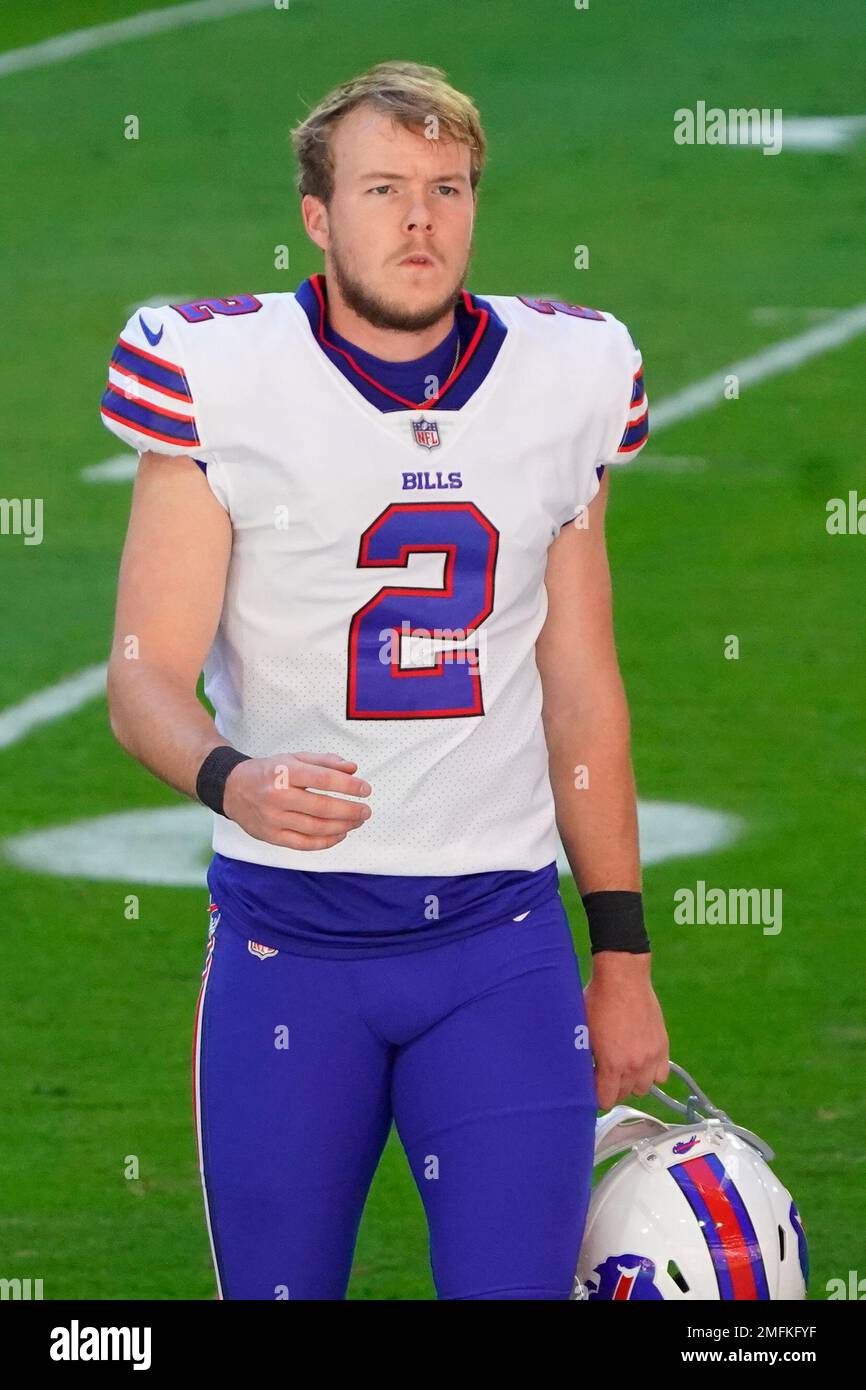 Buffalo Bills kicker Tyler Bass (2) prior to an NFL football game ...