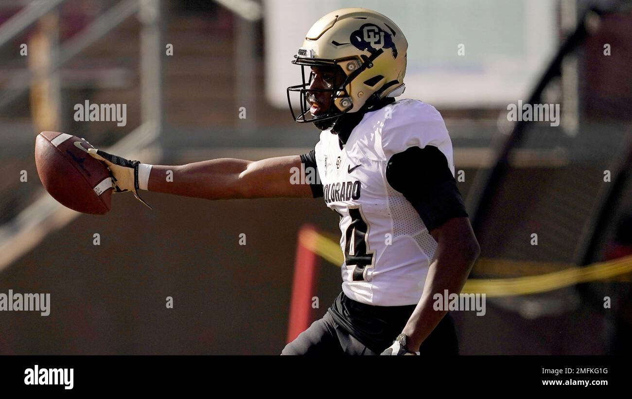 Colorado wide receiver Dimitri Stanley (14) reacts after scoring ...