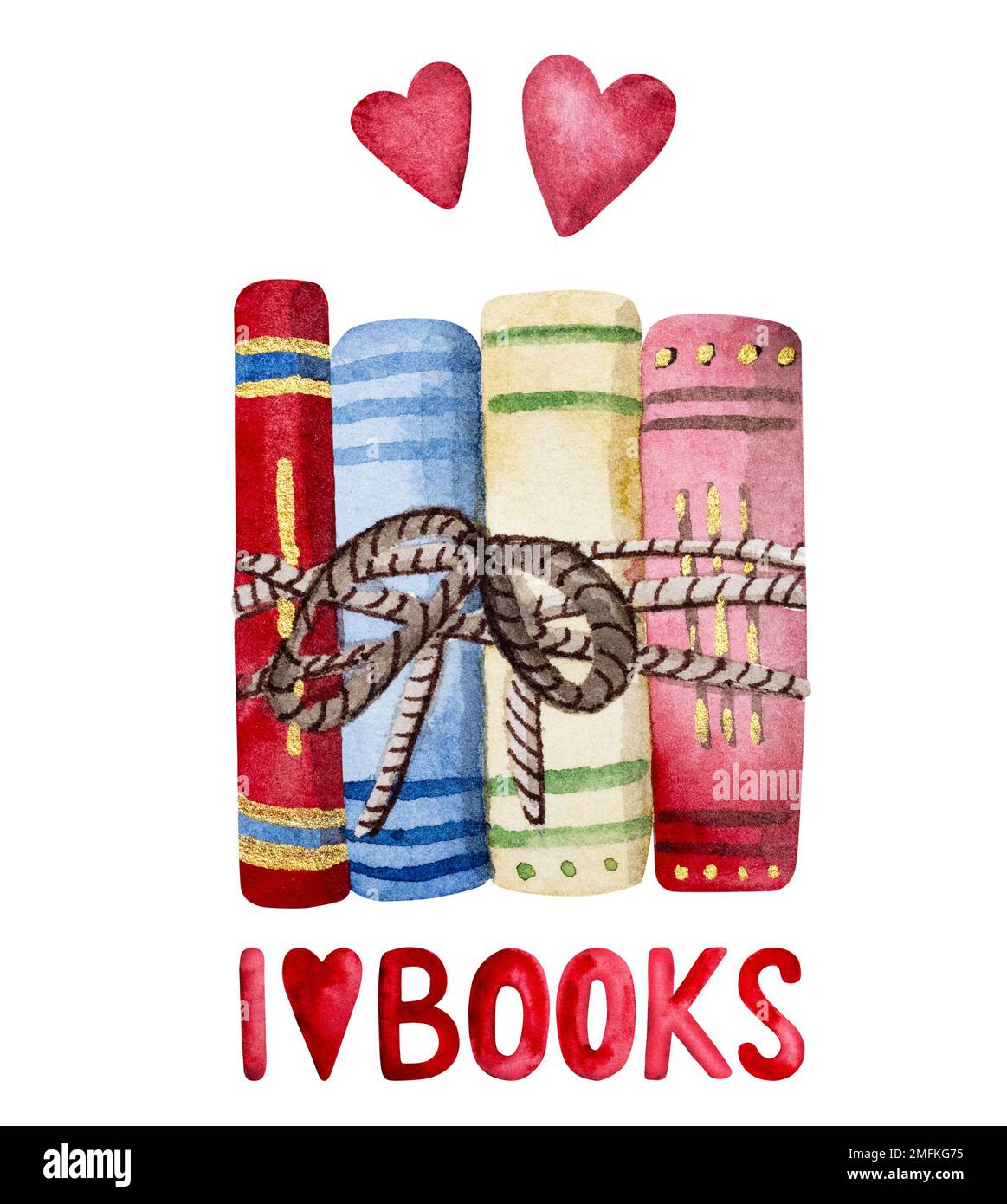 Watercolor books hand drawn painting Stock Photo - Alamy