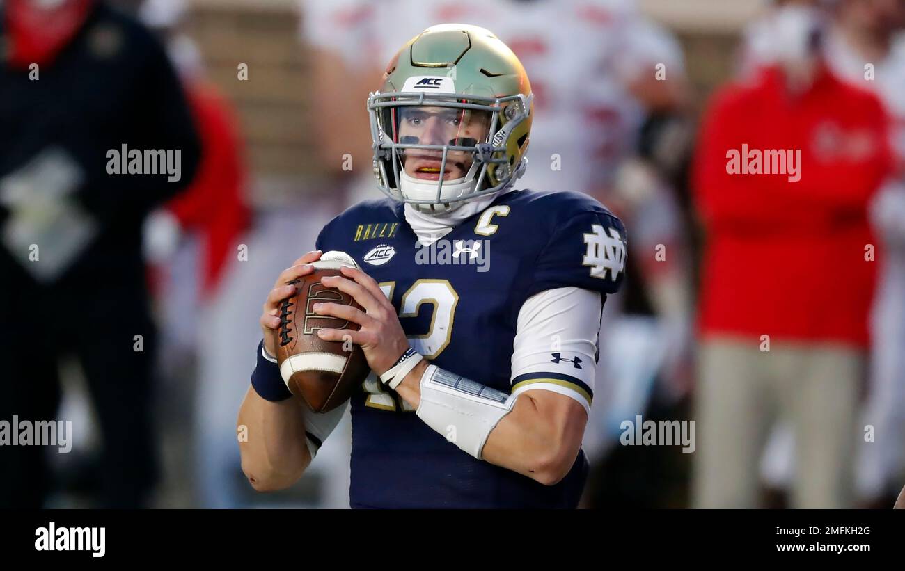 Notre Dame quarterback Ian Book plays against Boston College during the ...