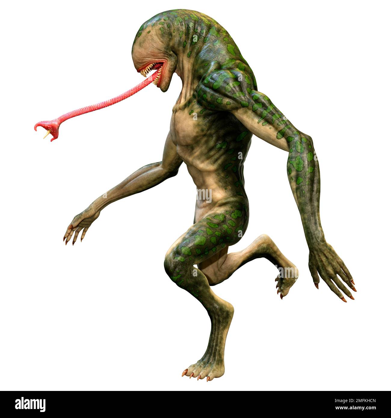 3D rendering of a green alien isolated on white background Stock Photo ...