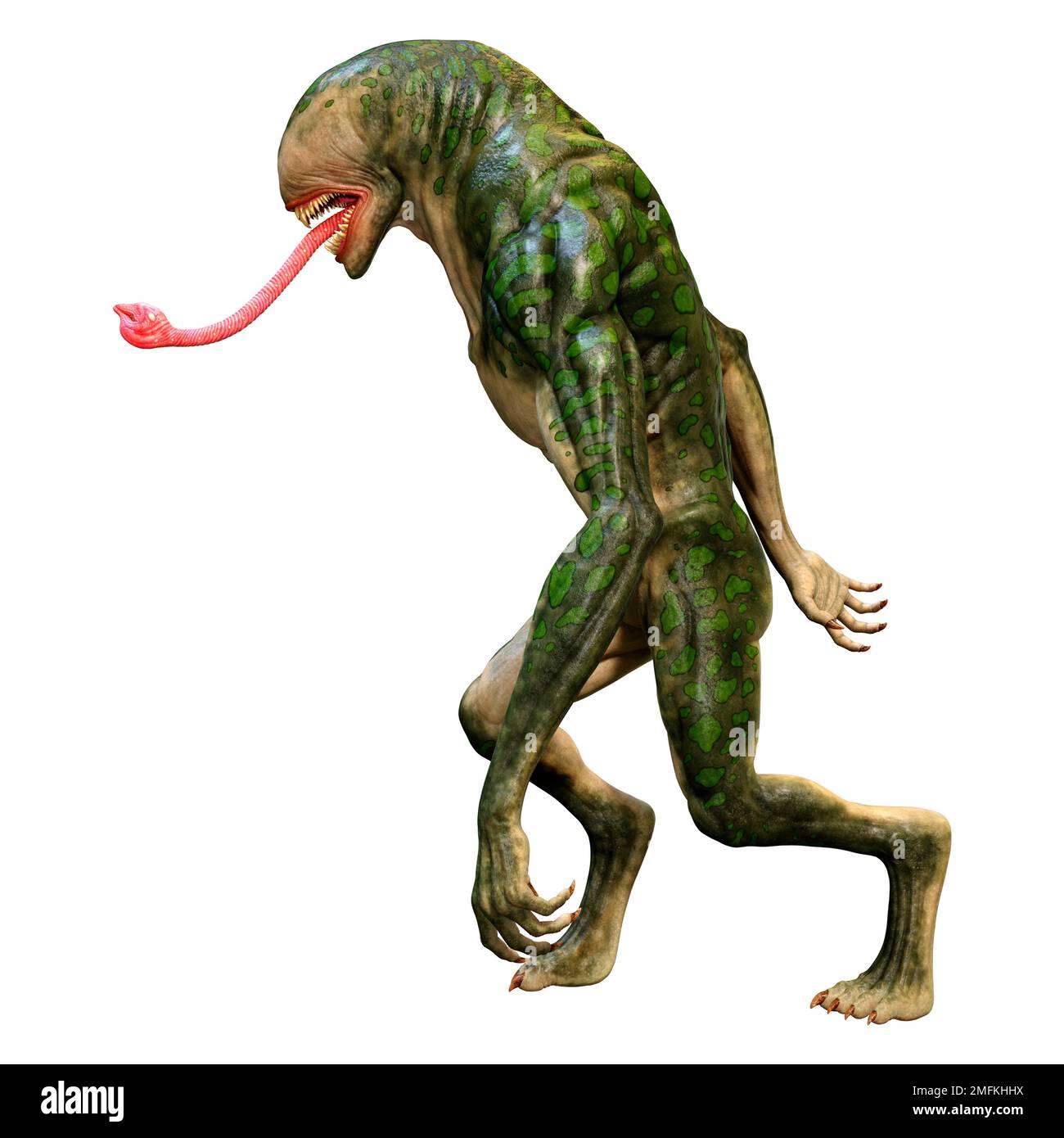 3D rendering of a green alien isolated on white background Stock Photo ...