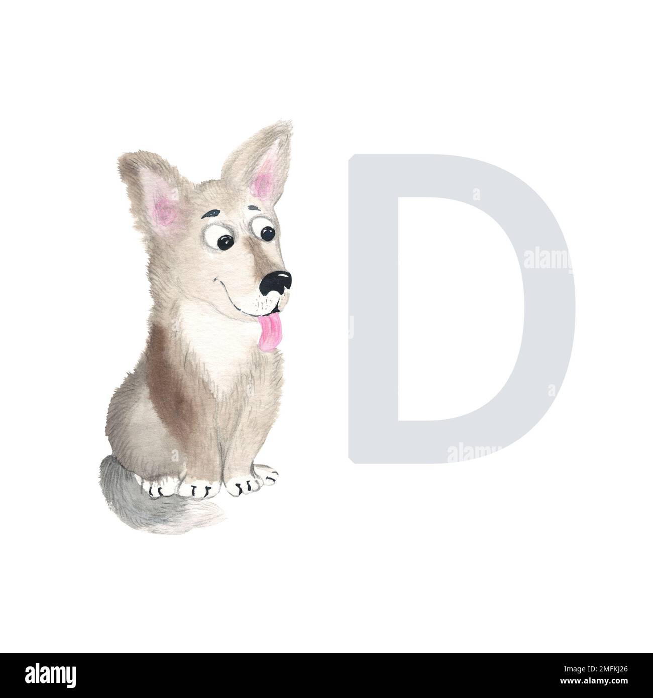 Letter D, uppercase, puppy dog, cute kids colorful animal ABC alphabet ...