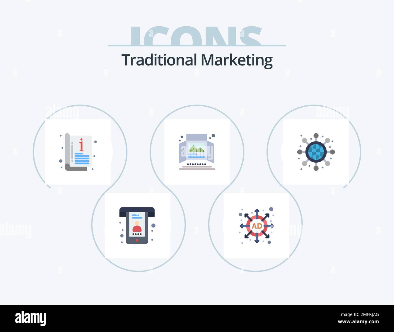 Traditional Marketing Flat Icon Pack 5 Icon Design. networking ...