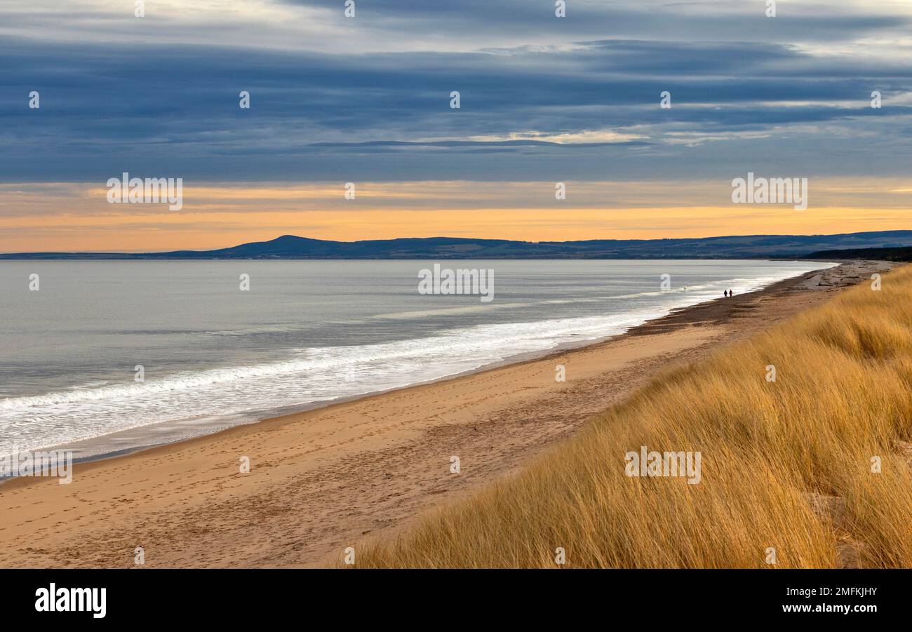 Lossiemouth Moray Scotland East Beach early morning sky golden sea ...