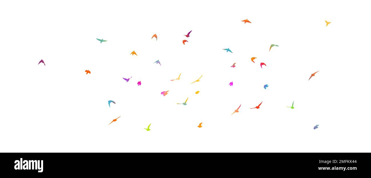 Abstract colored flying birds. Mixed media. Vector illustration Stock ...