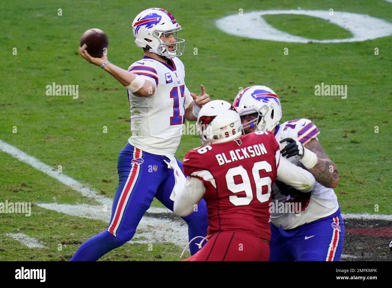 Buffalo Bills quarterback Josh Allen (17) showers as Arizona Cardinals ...