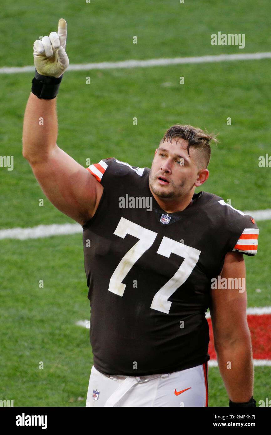 Cleveland Browns offensive guard Wyatt Teller celebrates after the ...