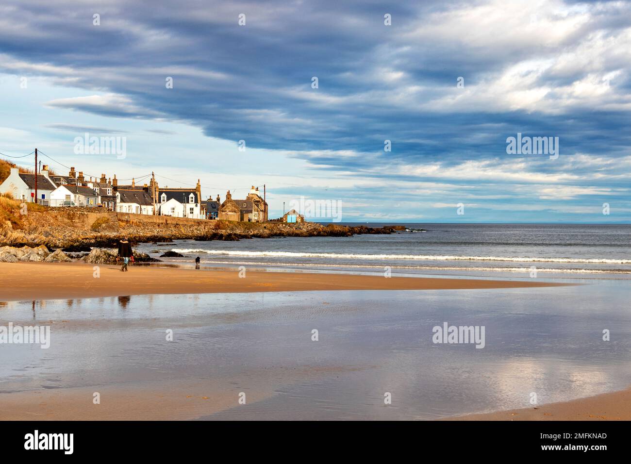 Sandend Aberdeenshire Scotland the village houses above the bay sandy ...