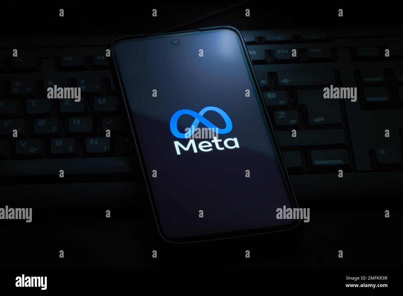 Ljubljana, Slovenia - 21 January 2023: Meta logo on smartphone screen ...