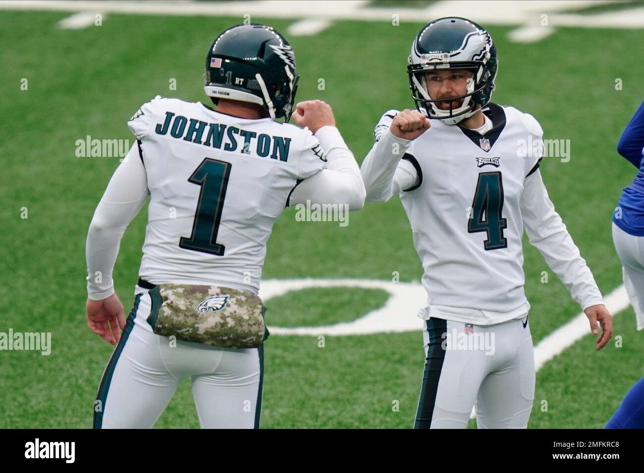 Philadelphia Eagles' Jake Elliott (4) celebrates with Cameron Johnston ...