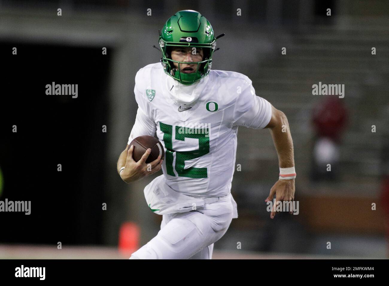 Oregon quarterback Tyler Shough carries the ball during the second half ...