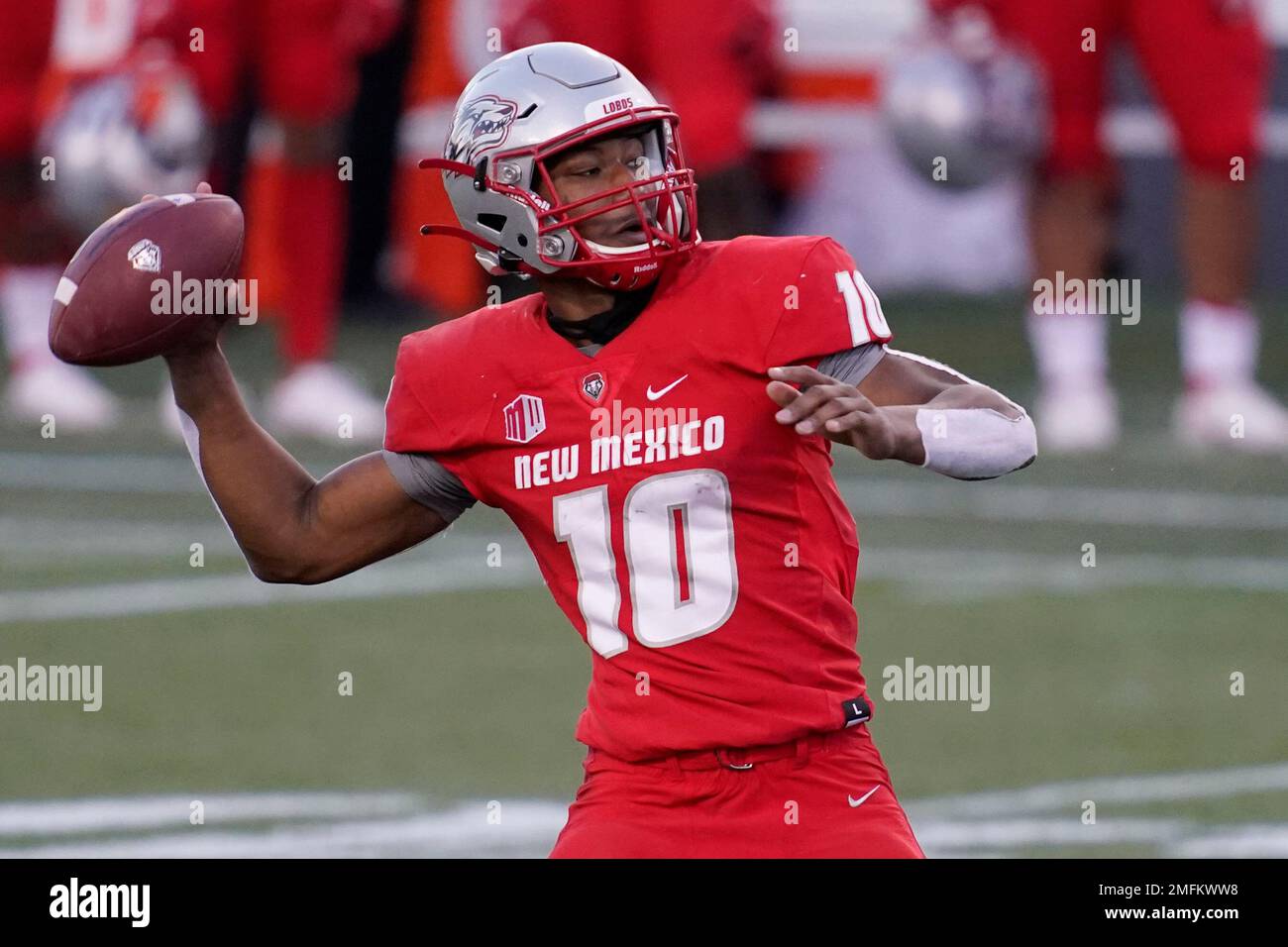 New Mexico quarterback Trae Hall (10) plays against Nevada during the ...