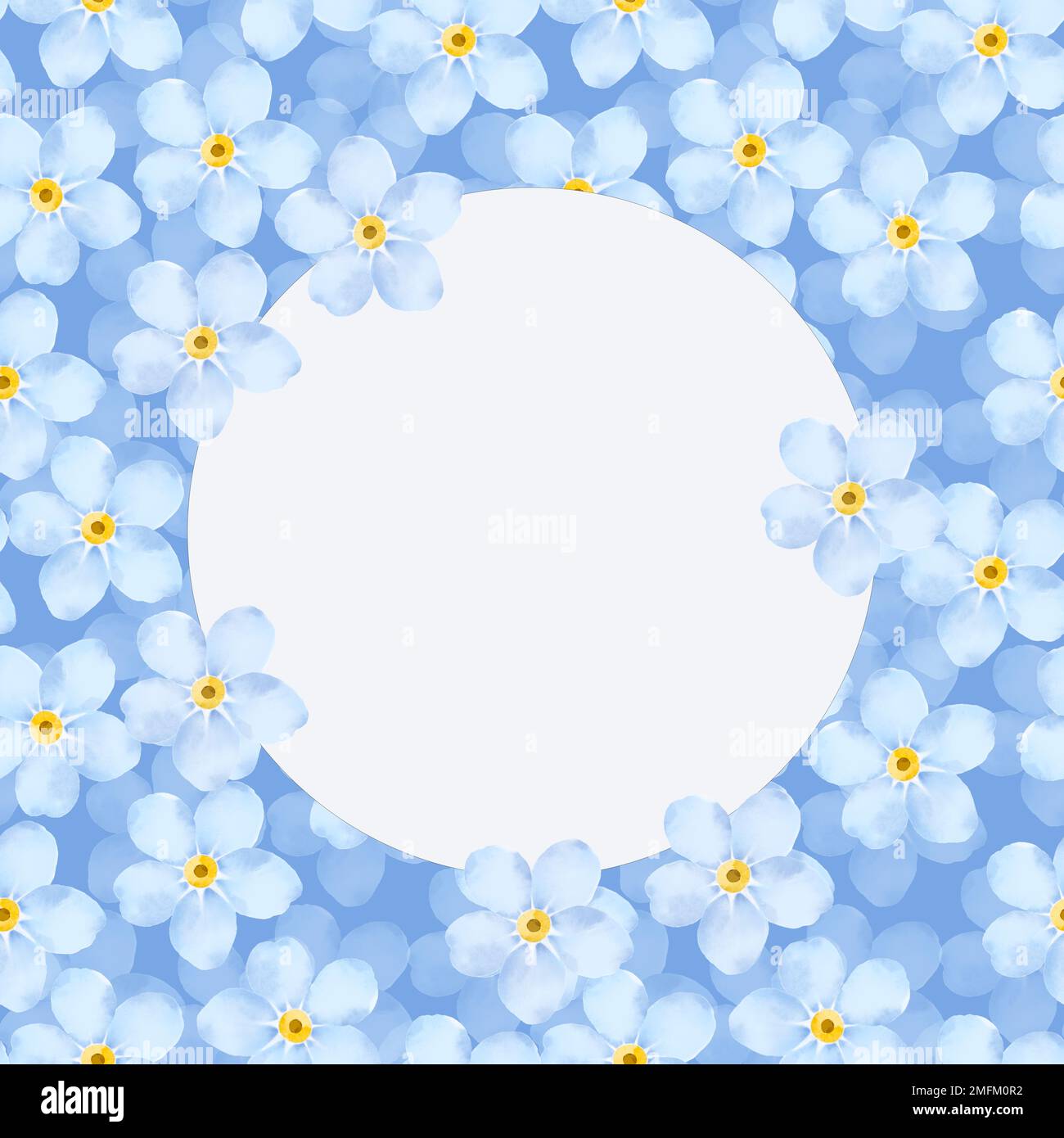 Hand painted floral border with blue watercolor forget me nots. For ...