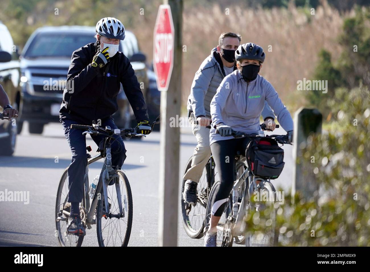 President-elect Joe Biden bikes with his wife Jill at Cape Henlopen ...