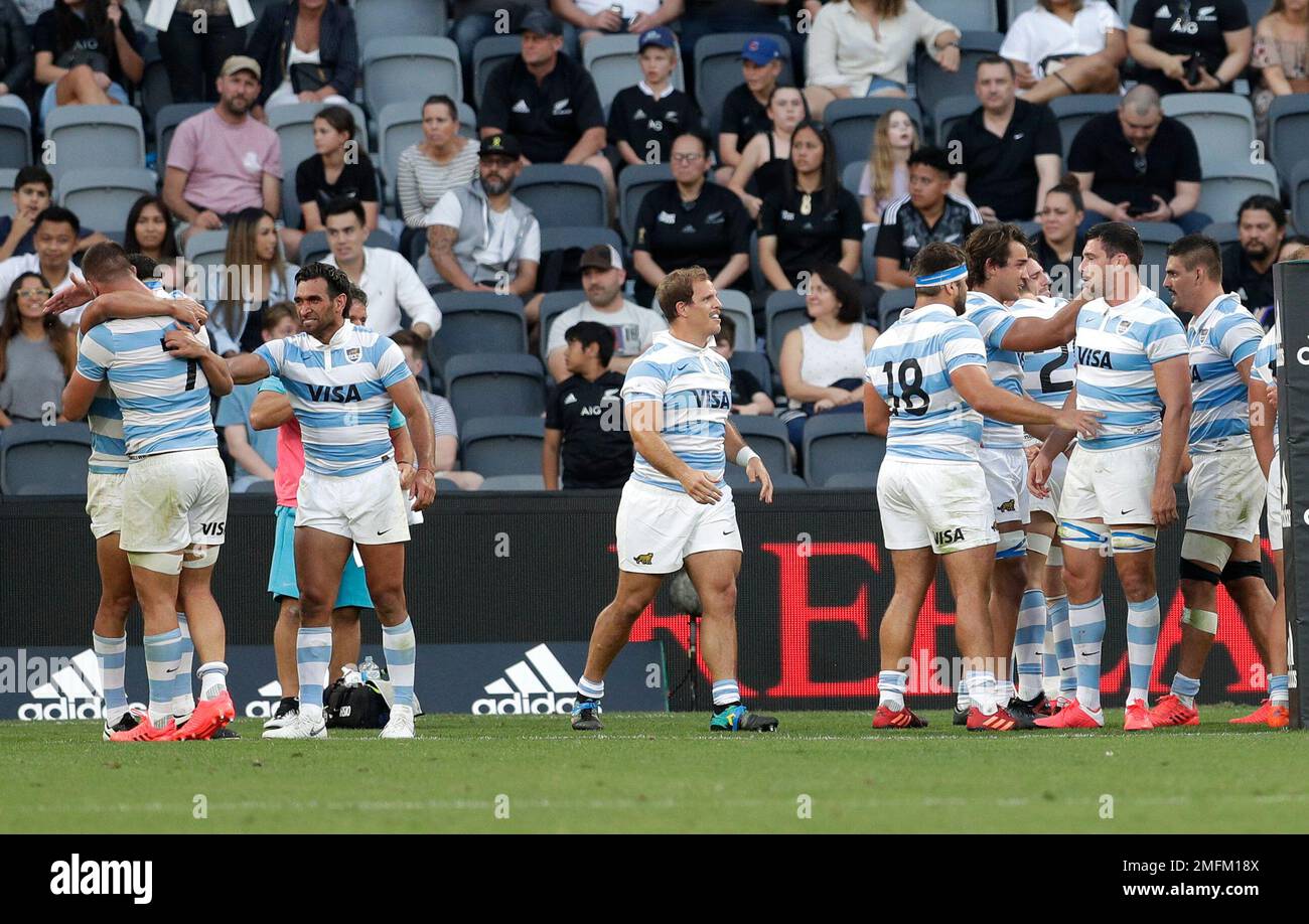 Argentina players celebrate during the Tri-Nations rugby test between ...